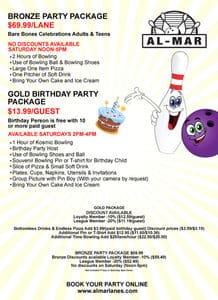 Birthday Party Ideas | Kids Parties | Packages | Al-Mar Lanes | Bowling ...